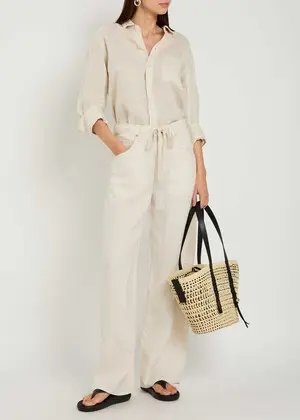 Citizens Of Humanity Brynn Drawstring Linen Trousers - Beige