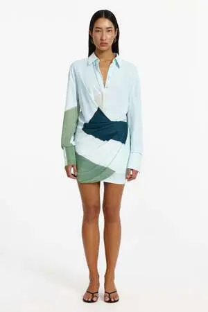 Significant Other Emiko Long Sleeve Mini Dress With Abstract Print - Azurea Print