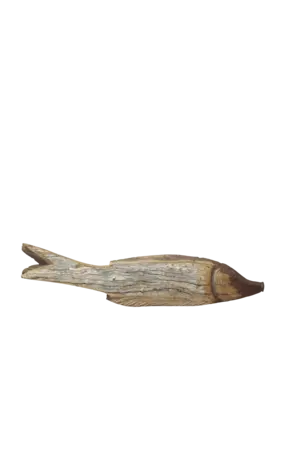 Botanical Boys Driftwood Hand Carved Fish Thirteen Three - Brown