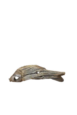 Botanical Boys Driftwood Hand Carved Fish Thirteen Four - Brown