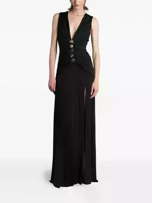 PatBO Embellished Ruched Maxi Dress - Black