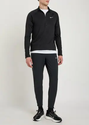 Nike Dri-fit Quarter Zip Stretch Jersey Running Top - Black