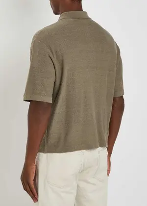 FRAME Textured-knit Linen And Silk-blend Shirt