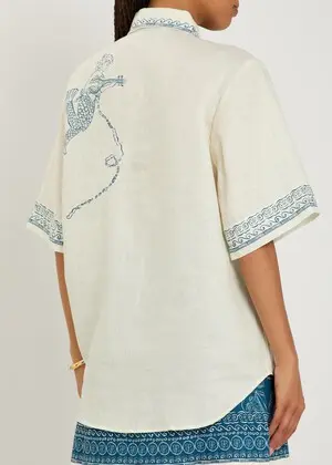 ALEMAIS Printed Linen Shirt - Ivory