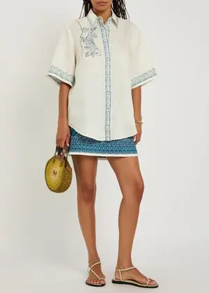 ALEMAIS Printed Linen Shirt - Ivory
