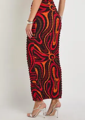 Emilio Pucci Printed Seersucker Midi Skirt - Orange