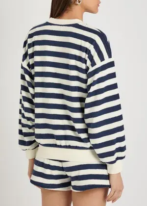 Suzie Kondi Striped Terry Crewneck Sweatshirt