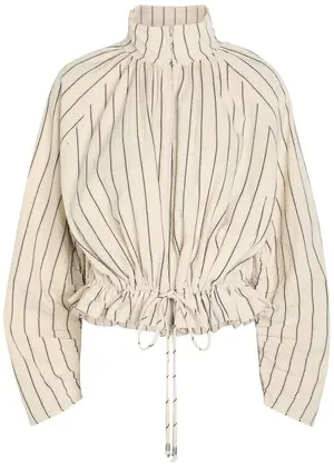 Free People Devon Balloon Striped Cotton Jacket