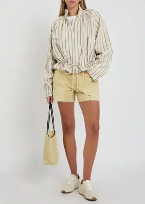 Free People Devon Balloon Striped Cotton Jacket