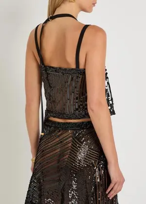 Emilio Pucci Sequin Embellished Tulle Halterneck Top