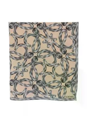 Loewe Anagram-print Silk Scarf - Neutrals