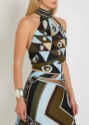 Emilio Pucci Printed Silk Halter Neck Top - Multicoloured