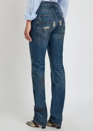 AARON ESH Distressed Slim Straight-leg Jeans