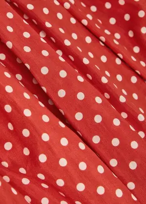 Matteau Polka Dot Gathered Cotton-blend Midi Dress - Red