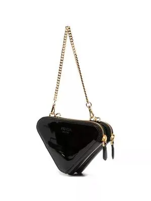 Prada Patent Leather Triangle Logo Clutch Bag