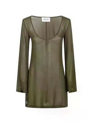 ANEMOS Scoop Neck Long Sleeve Mini Dress