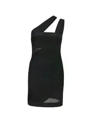 David Koma One-shoulder Bodycon Dress With Logo Straps
