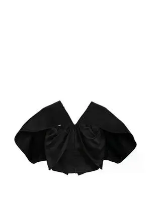 LOUIS VUITTON Satin Cape-shoulder Corset Top - Black