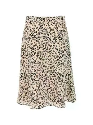 Altuzarra Beige Silk Leopard Print A-line Skirt