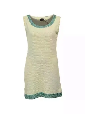 Fendi Yellow Cotton Basket-weave Knit Sleeveless Dress
