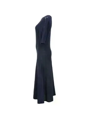 BOSS Navy Eyelet Crew Neck Dress