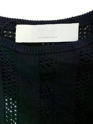 BOSS Navy Eyelet Crew Neck Dress