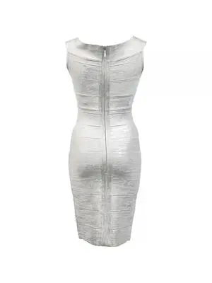 Herve Leger Metallic Criss-cross Bandage Dress
