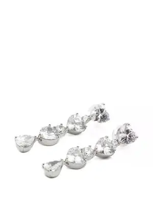 SELF-PORTRAIT Crystal-heart Tiered Earrings - Silver