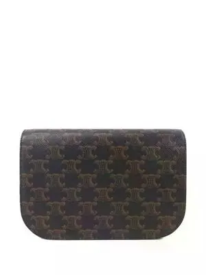 Celine Triomphe Canvas Leather Trim Shoulder Bag