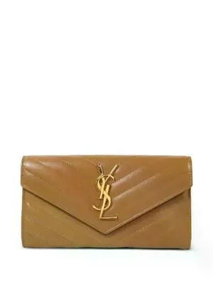 Saint Laurent Quilted Flap Wallet - Neutrals