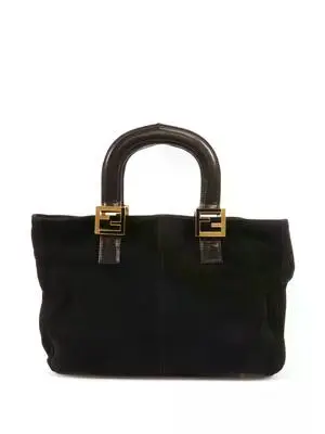 Fendi Ff Logo Suede Tote Bag - Black