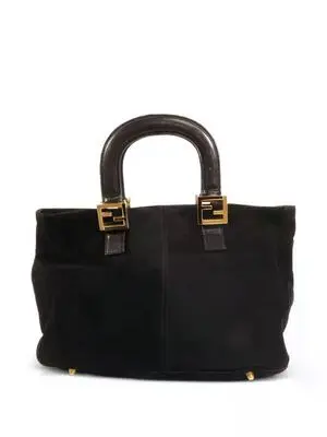 Fendi Ff Logo Suede Tote Bag