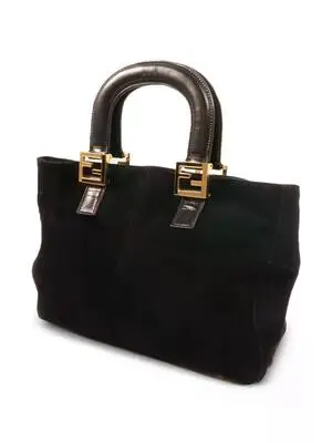 Fendi Ff Logo Suede Tote Bag