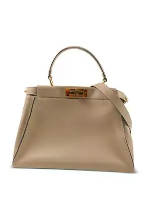 Fendi Peekaboo Leather Shoulder Bag - Neutrals