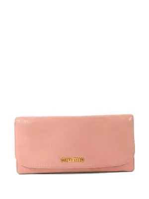 Miu Miu Logo-plaque Leather Wallet - Pink