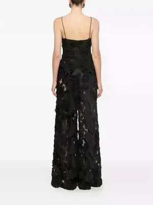 NISSA 3d Floral Embroidered Ruffled Top