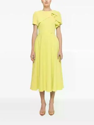 NISSA Ruffled A-line Midi Dress - Yellow