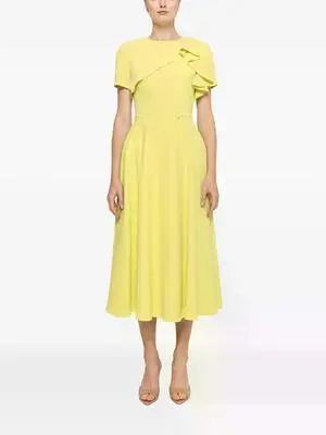 NISSA Ruffled A-line Midi Dress - Yellow