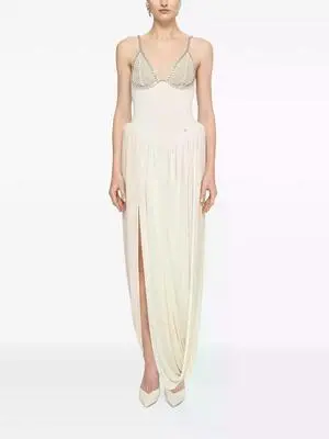 NISSA Embellished Draped Maxi Dress