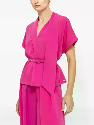 NISSA Belted Scarf-detail Top - Pink