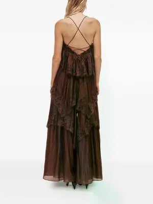 Aje Ophelia Lace-trimmed Tiered Maxi Dress - Brown