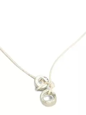 PAURA Hammered Effect Ring Pendant Necklace - Silver