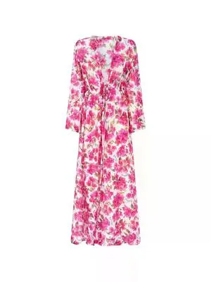 BIKINVILLE Bouganvillea Print Drawstring-waist Beach Cover-up - Pink