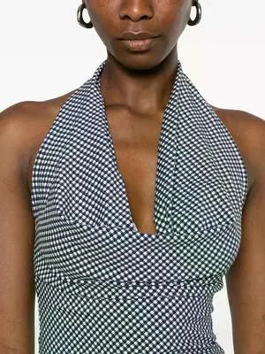 Frankies Bikinis Gingham Halterneck Top