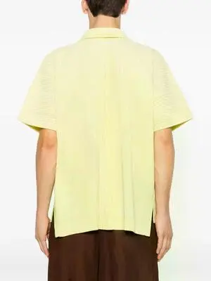 Issey Miyake Pleated-design Short-sleeved Shirt - Yellow