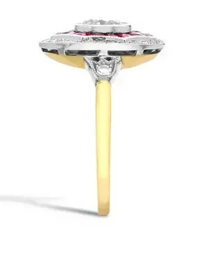 PRAGNELL 18kt Yellow Gold Art Deco Diamond And Ruby Ring