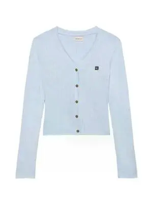 Calvin Klein Ribbed Knit Logo Patch Cardigan