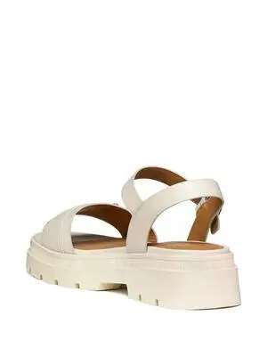 Geox White Leather Chunky Sole Sandals With Buckle Fastening