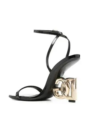 Dolce & Gabbana Patent Leather Heeled Sandals - Black