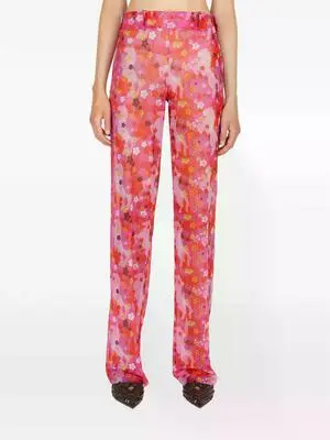 LOUISE LYNGH BJERREGAARD Floral Print High-waisted Trousers - Pink